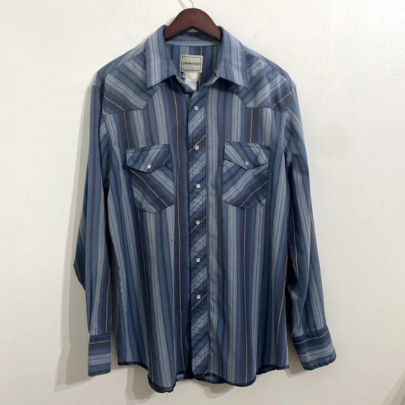 New Frontier | Shirts | Vintage Frontier Western Wear Stripe Shirt ...